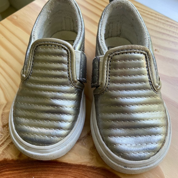 Vans | Shoes | Vans Slipon V Moto Leather Metallic Silver | Poshmark